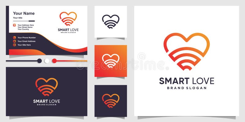 Smart Love Logo Template and Business Card Design with Creative Concept ...