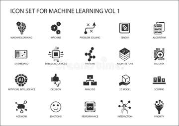 Smart Machine Learning Icon Set Stock Vector - Illustration of design ...