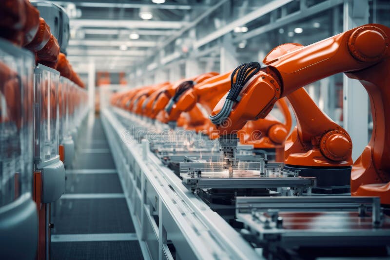 Smart Machines at Work in Manufacturing. Stock Illustration ...