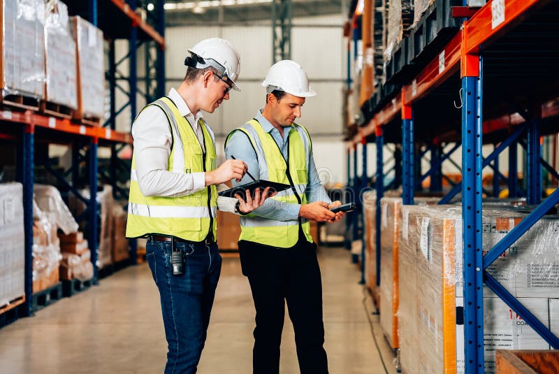 Smart Male Engineer Manager Wearing Safety Vest and Helmet Using ...