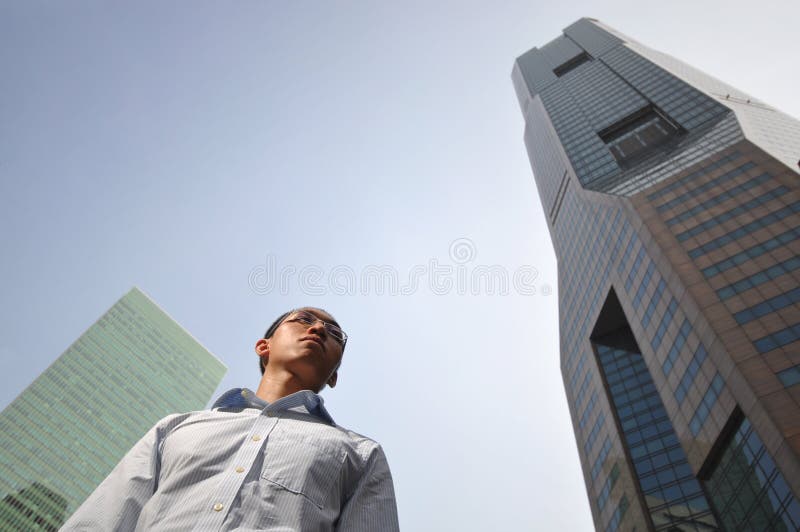 Smart Male Executive with High Structure Buildings Stock Image - Image ...