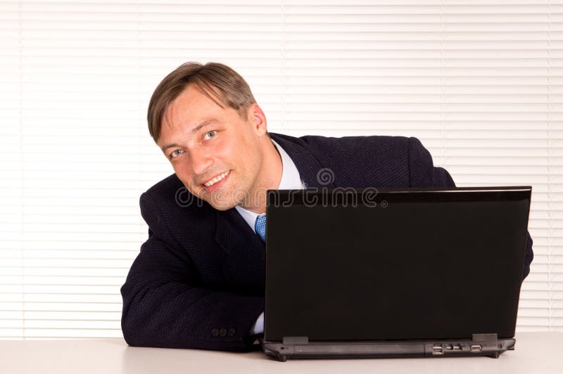 Smart man at computer stock photo. Image of smart, technology - 21236556