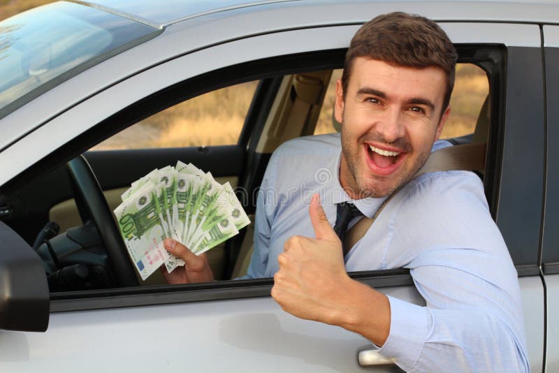 Smart Man Driving and Making Money Stock Image - Image of cash, euros ...
