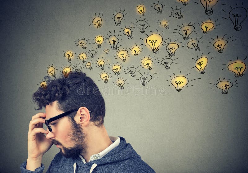 Smart Man with Plenty of Ideas Stock Image - Image of imagination ...