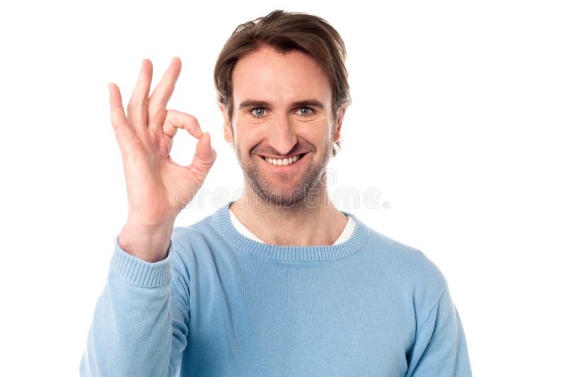 Smart Man Showing Okay Sign Stock Image - Image of confident, fashion ...