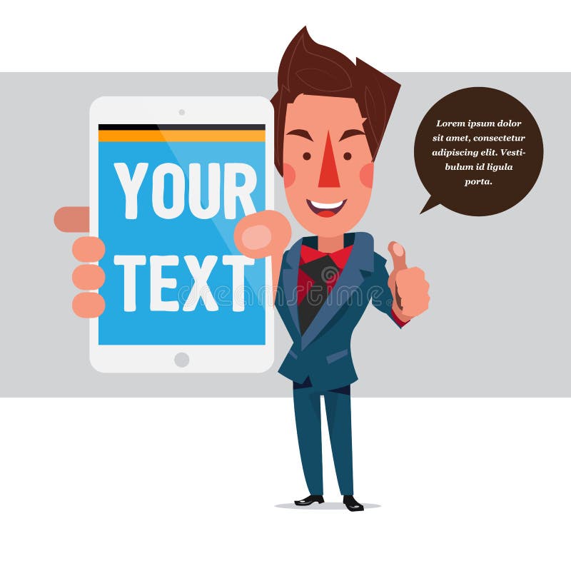 Smart man with tablet - stock illustration. Illustration of icon - 68375979