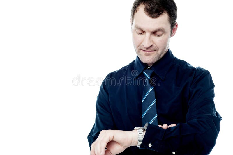 Smart Manager Checking Time on His Watch Stock Photo - Image of posing ...