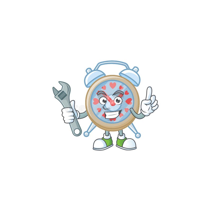 Smart Mechanic Clock Love Cartoon Character Design Stock Vector ...