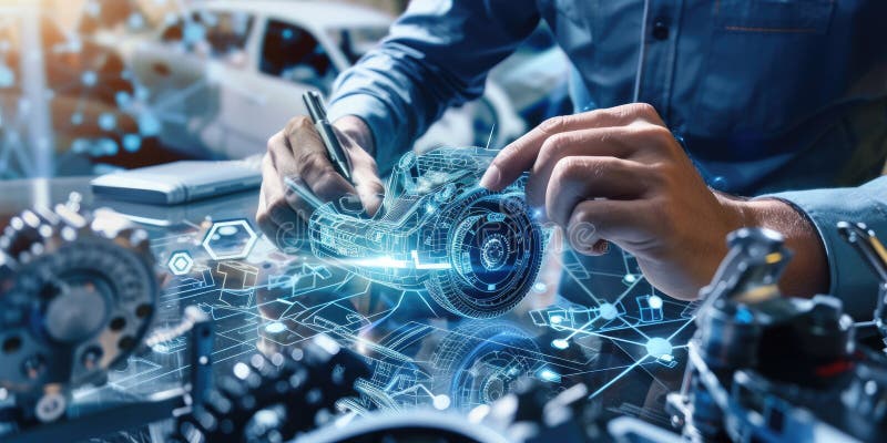 Smart Mechanic or Technician Design Vehicle Part by Using Technology. AIG42. Stock Photo - Image ...