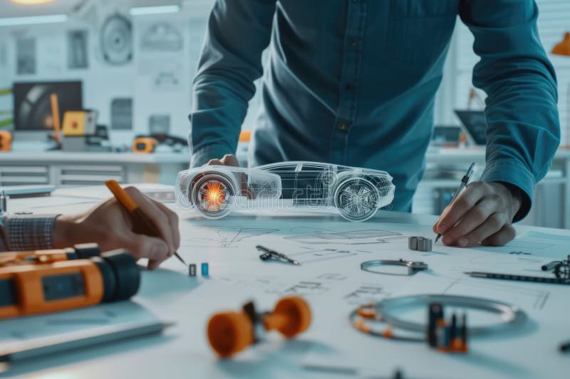 Smart Mechanic or Technician Design Vehicle Part by Using Technology. AIG42. Stock Photo - Image ...