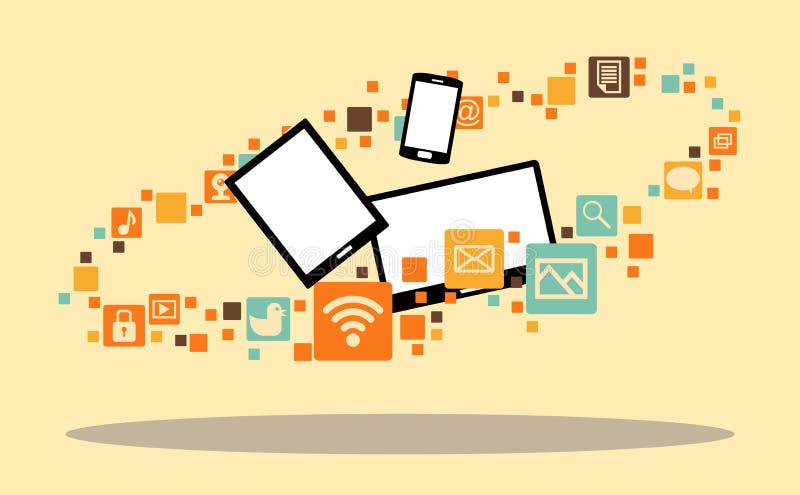 Smartphone with Arrow Social Media Icons Stock Vector - Illustration of ...