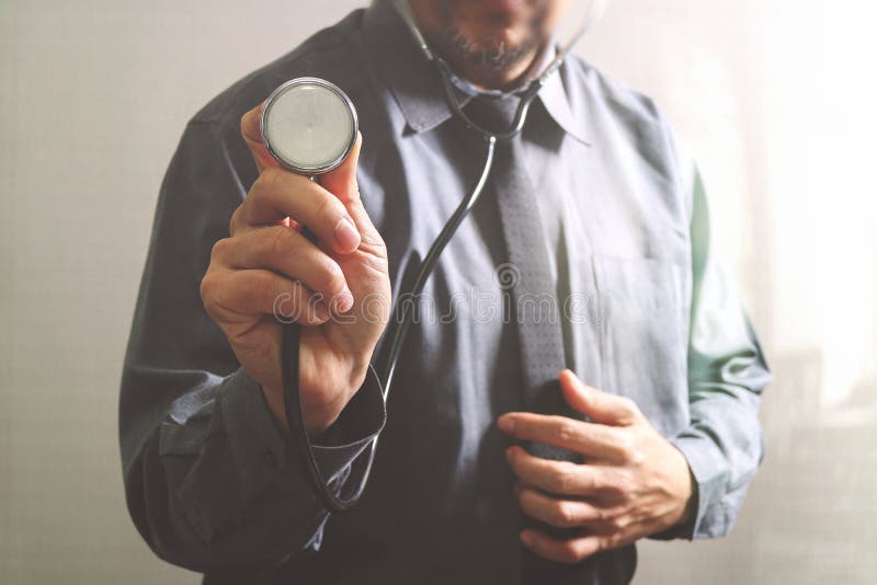 Smart Medical Doctor Holding Stethoscope Front View,filter Stock Photo ...