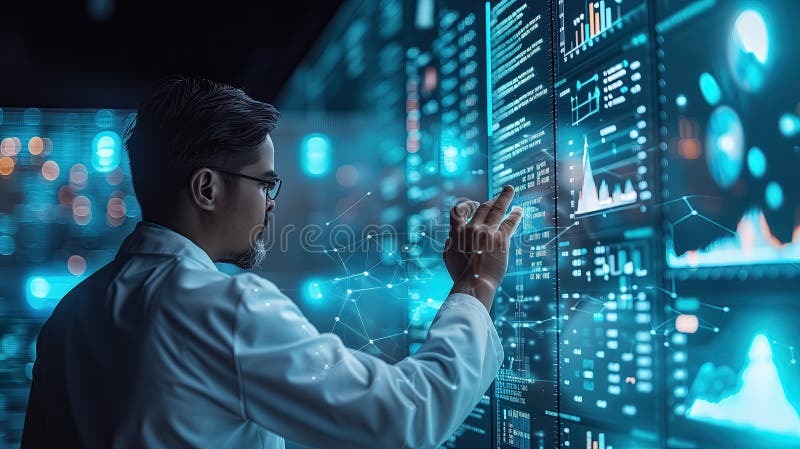 Smart Medical Doctor Working with Modern Computer Interface, Future ...