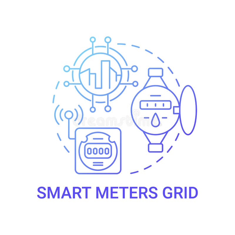 Smart Meters Grid Gradient Blue Concept Icon Stock Vector ...