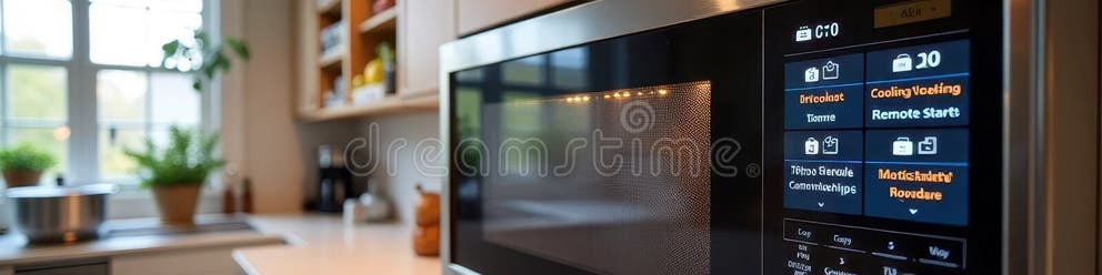 Smart Microwave in Modern Kitchen with Touchscreen Display for Efficient Cooking Stock Image ...