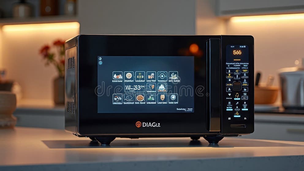 Smart Microwave with Touchscreen Display in Modern Kitchen Setting ...