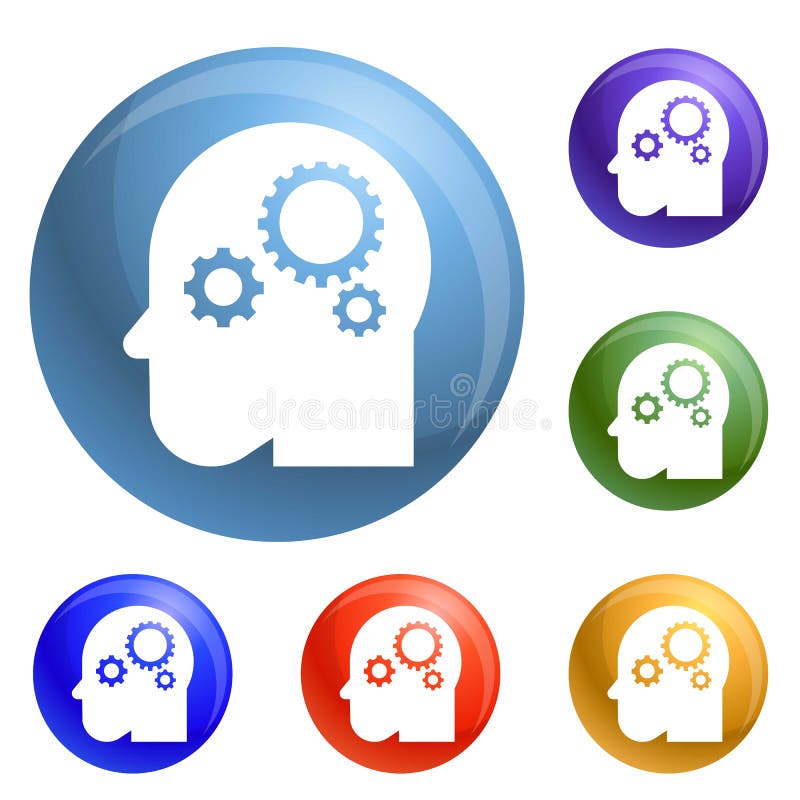 Smart Mind Gear Icons Set Vector Stock Vector - Illustration of clock ...
