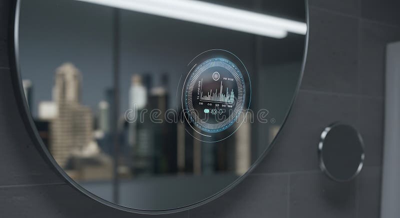 Smart Mirror Displaying Data with City Skyline Reflection Technology ...