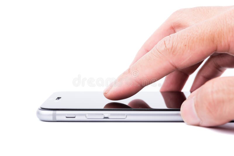 Smart Mobile Phone Finger Touch on Touchscreen Stock Photo - Image of ...