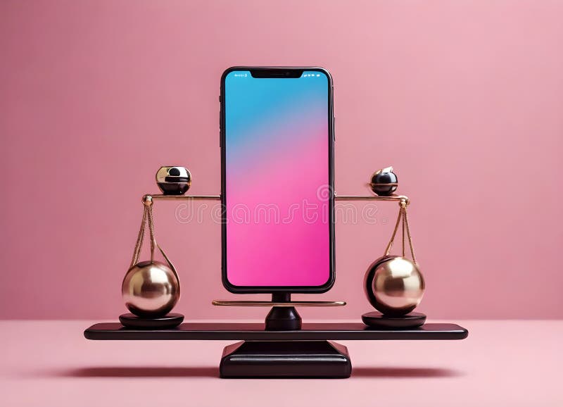 A Smart Mobile Phone and a Scales of Justice Ai Generated Stock ...