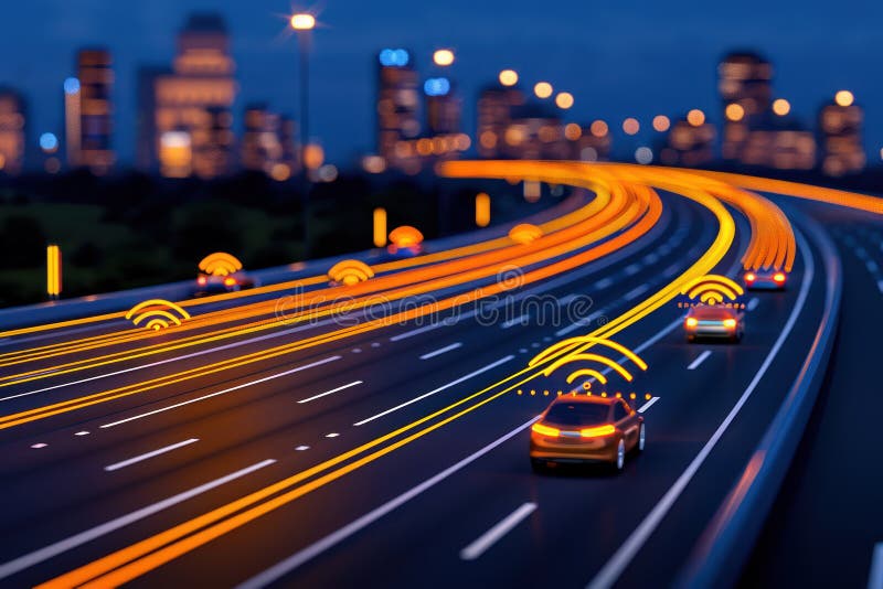 Smart Mobility: Aerial View of Modern Highway and Data Technology with ...