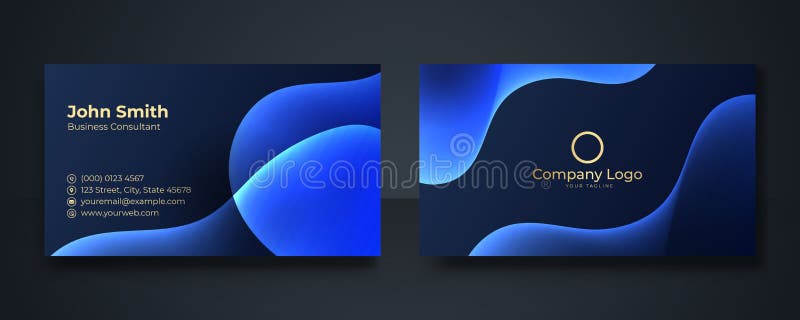 Smart Modern Business Card, Vector Illustration, Dark Blue Background ...