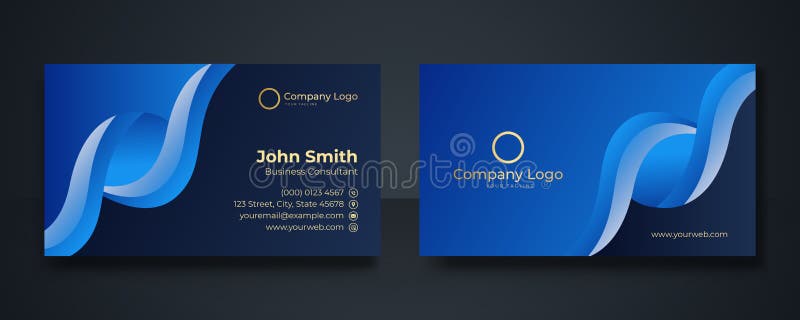 Smart Modern Business Card, Vector Illustration, Dark Blue Background ...
