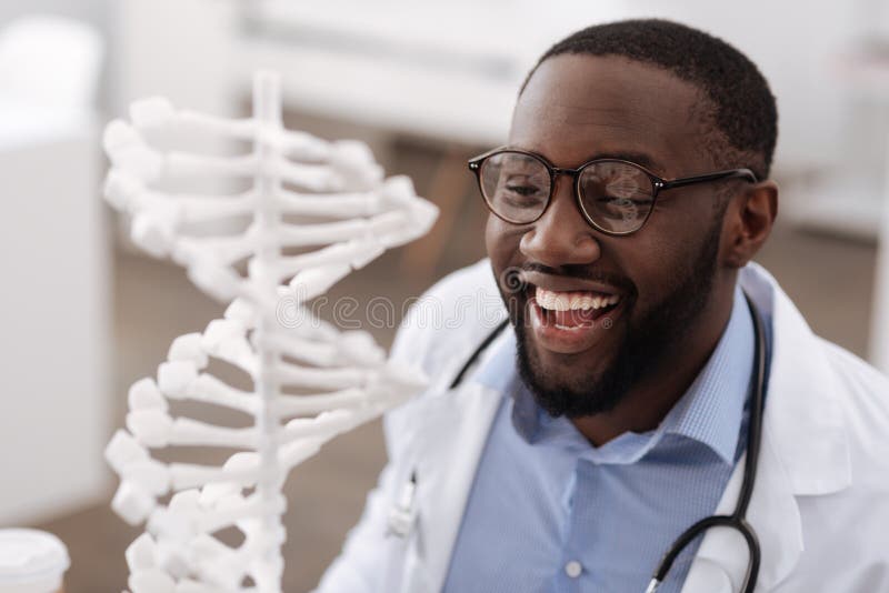 Smart Modern Scientist Looking at the Gene Model Stock Image - Image of ...