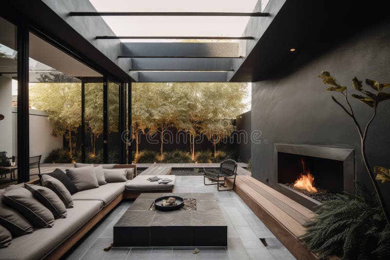 A Smart Modern Terrace with Fireplace is a Technologically Advanced and ...