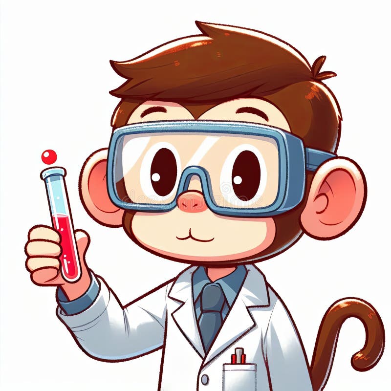 Smart Monkey Researcher with Safety Goggles Stock Illustration ...