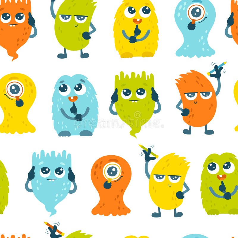 Smart Monsters Seamless Pattern. Development of Logic, Fine Motor ...