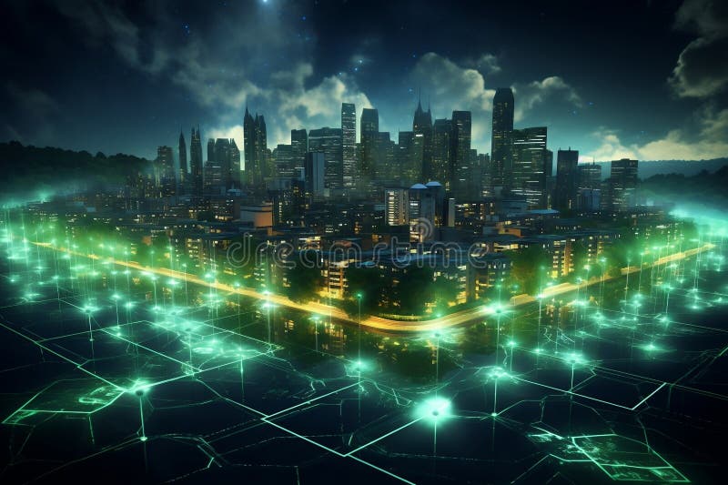 Smart Network Connecting To Digital Green Future.AI Stock Illustration ...