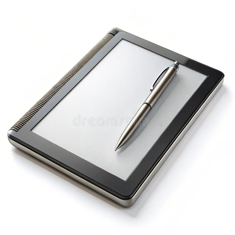 Smart Notepad with Digital Display and Sleek Stylus Stock Illustration ...