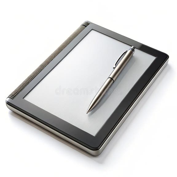 Smart Notepad with Digital Display and Sleek Stylus Stock Illustration ...