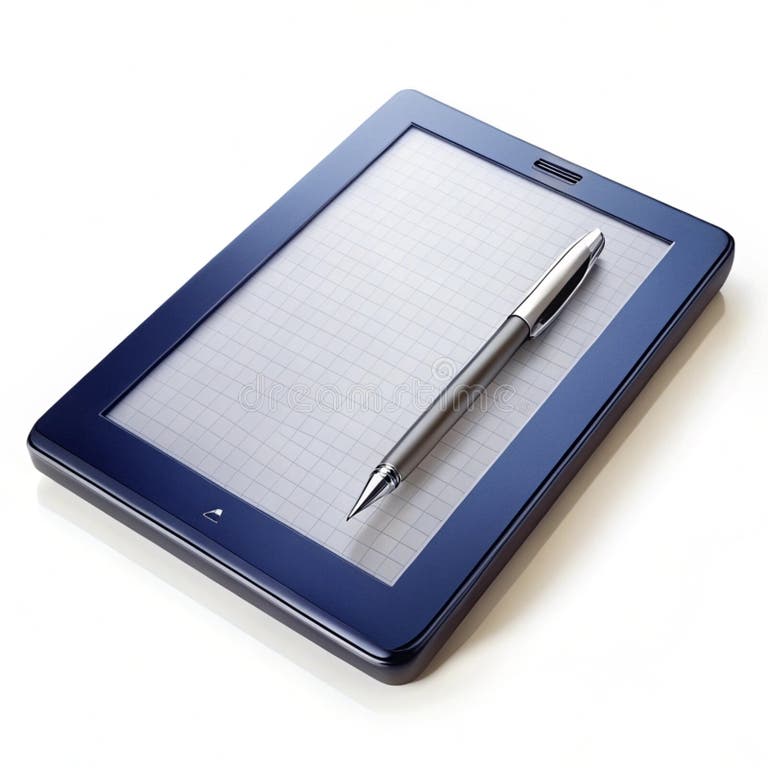 Smart Notepad with Digital Display and Sleek Stylus Stock Illustration ...