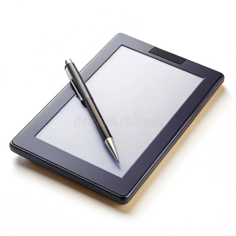 Smart Notepad with Digital Display and Sleek Stylus Stock Illustration ...