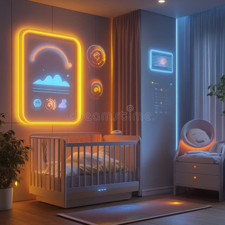 Smart Nursery Photo with Microclimate Control System Lighting and Indicators Stock Illustration ...
