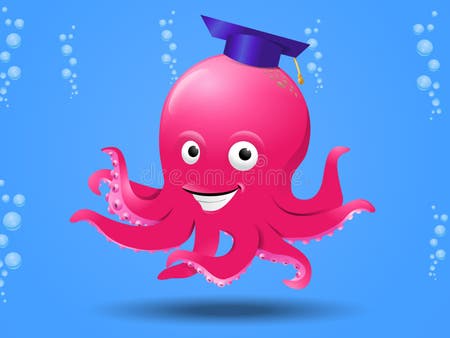 Smart octopus on sea stock illustration. Illustration of nature - 14652906