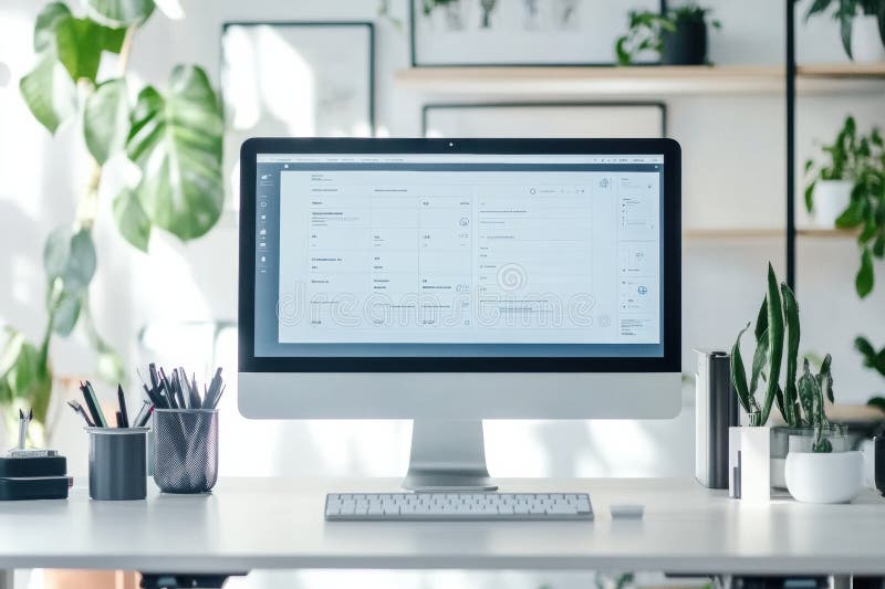 A Smart Office Has an Adjustable Desk, Computer, Plants, and Lots of ...