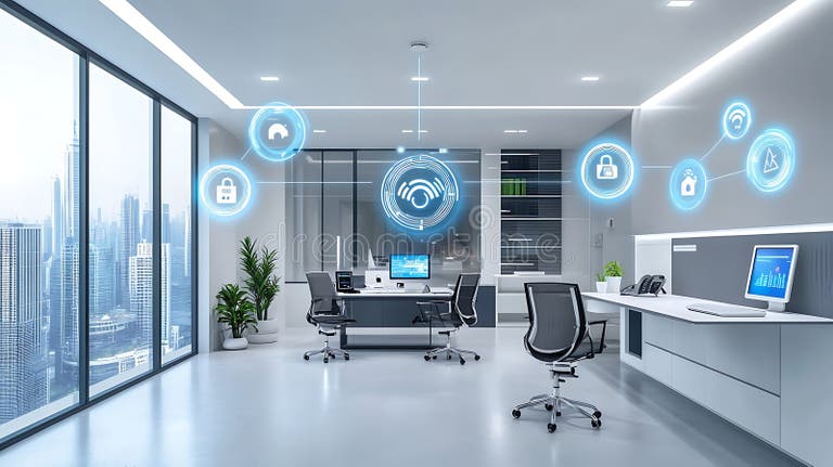Smart Office Space Interior with Iot Technology and Security System ...