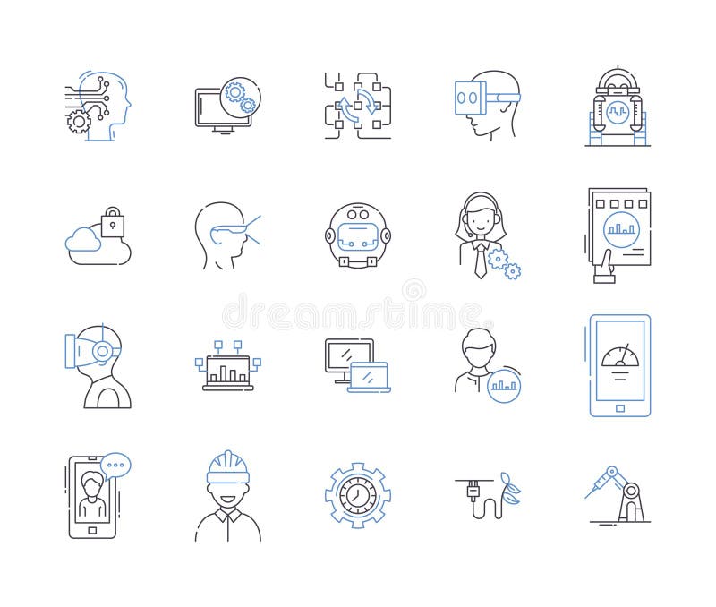Smart Office Technology Outline Icons Collection. Smart, Office ...