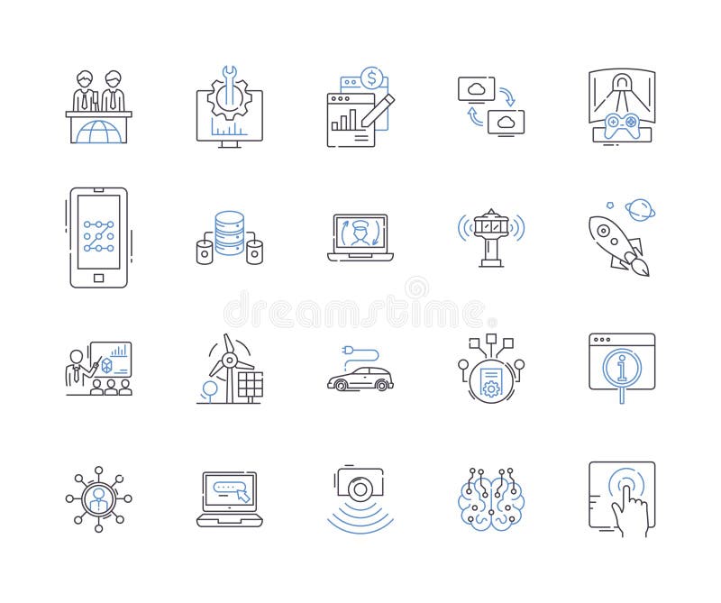 Smart Office Technology Outline Icons Collection. Smart, Office ...