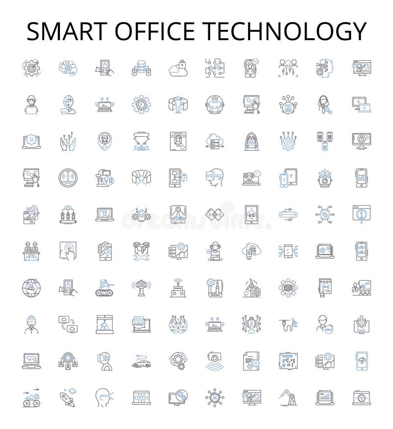 Smart Office Technology Outline Icons Collection. Smart, Office ...