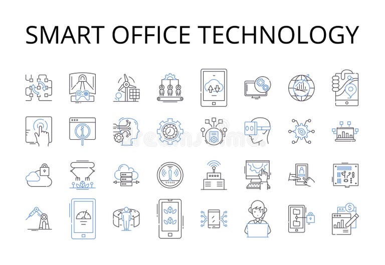Smart Office Technology Line Icons Collection. Responsive Web Design ...