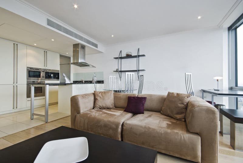 Smart open plan lounge stock image. Image of appliance - 13893279