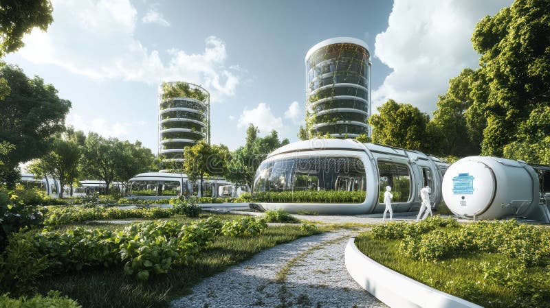 Futuristic Smart Orchard with Robotics and Lush Greenery Showcases ...