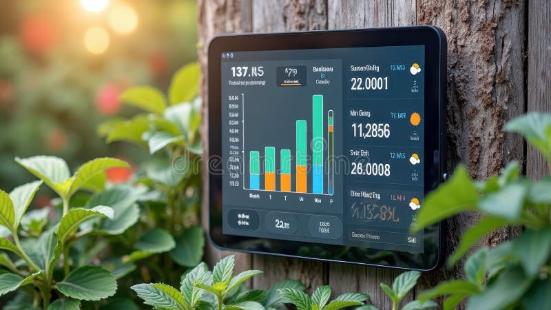 Smart Outdoor Weather Station Displaying Real-time Data in a Garden ...