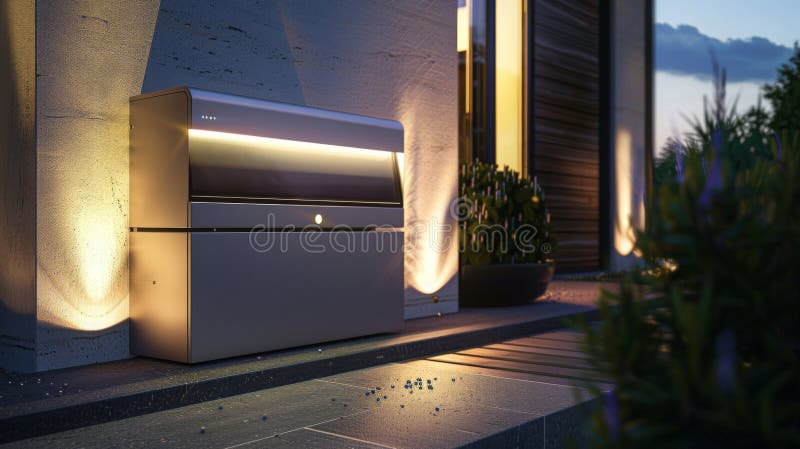 Smart Package Delivery Box at Night Stock Photo - Image of smart ...