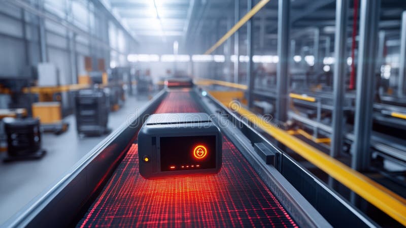 Smart Package Moving on Conveyor Belt in Modern Factory Stock Image ...