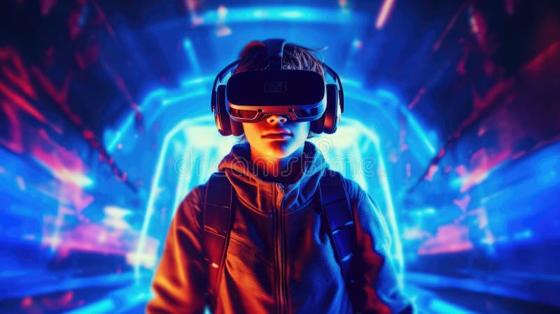Smart People Wearing VR Goggle while Enter Metaverse with Neon Color ... Smart People Wearing VR Goggle while Enter Metaverse with Neon Color ...